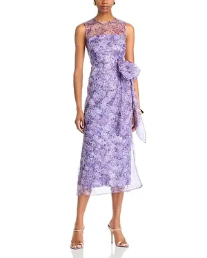 Cinq À Sept Silk Painted Hydrangea Miley Dress - Lilac Wine