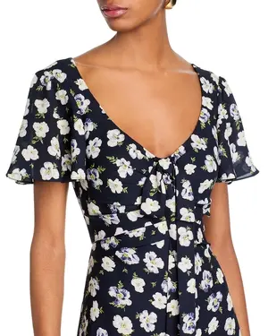 Cinq À Sept Tossed Poppies Isha Dress - Navy Multi