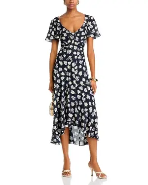 Cinq À Sept Tossed Poppies Isha Dress - Navy Multi