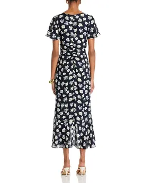 Cinq À Sept Tossed Poppies Isha Dress - Navy Multi