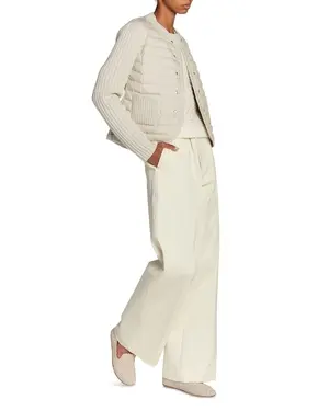 Moncler Mixed Media Leather Cardigan - Light Beige