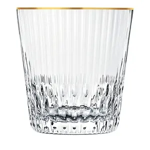 SAINT LOUIS Apollo Gold Rim Double Old Fashioned Glass - No Color