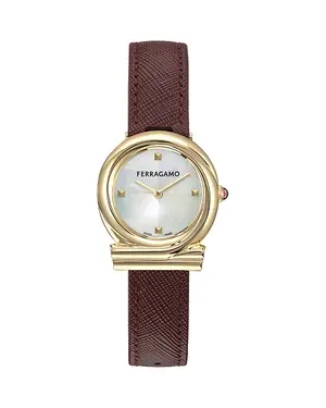 FERRAGAMO Gancini Twisted 28mm Watch - White/brown