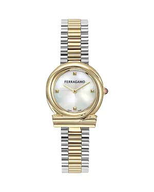 FERRAGAMO Gancini Twisted Watch, 28mm - White/two Tone