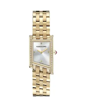 FERRAGAMO Asymetrique Diamond Watch, 22mm X 36mm - Gold