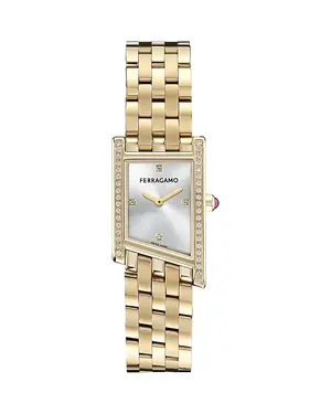 FERRAGAMO Asymetrique Diamond Watch, 22mm X 36mm - Gold