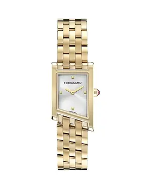 FERRAGAMO Asymetrique Watch, 22mm X 36mm - White/gold