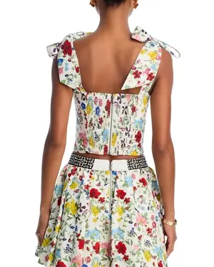 Alice + Olivia Clara Shoulder Bow Bustier Top