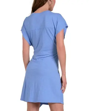 Elan Short Sleeve Side Tie Dress - Blue