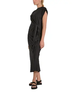 Elan Cap Sleeve Side Tie Midi Dress