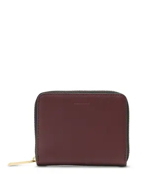 ALLSAINTS Lena Hex Leather Zip Wallet - Dark Red