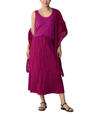 Eileen Fisher Crushed Silk Flared Skirt - Sangria