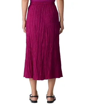 Eileen Fisher Crushed Silk Flared Skirt - Sangria
