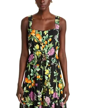 Aqua Fruit Button Front Tank Top
