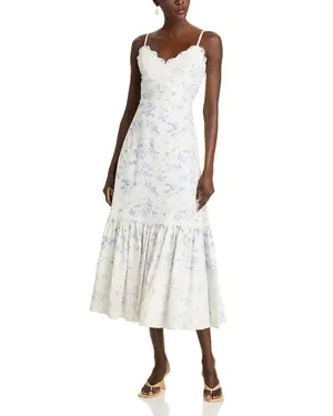 Aqua Lace Trim Midi Dress