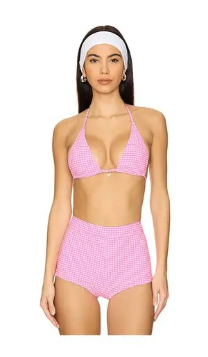 KULANI KINIS Classic Tie Halter Bikini Top - Pink Diva
