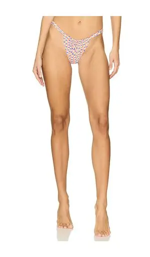 KULANI KINIS Ruched Thong Bikini Bottom - Astro Pop