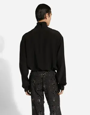 Dolce & Gabbana Loose Silk Turtleneck With Shirt Cuffs