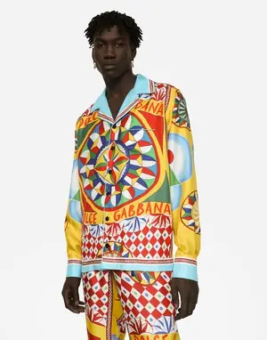 Dolce & Gabbana Carretto-print Silk Twill Shirt - Red
