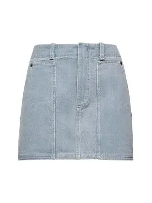 Fendi Fendi FF Embossed Denim Mini Skirt - Blue