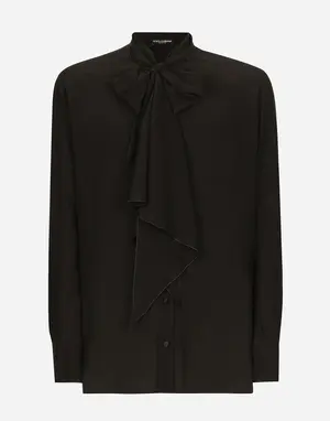 Dolce & Gabbana Oversize Silk Shirt With Pussy-bow