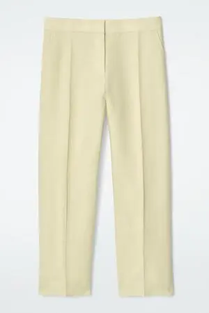 Cos Linen Slim-leg Trousers - Yellow