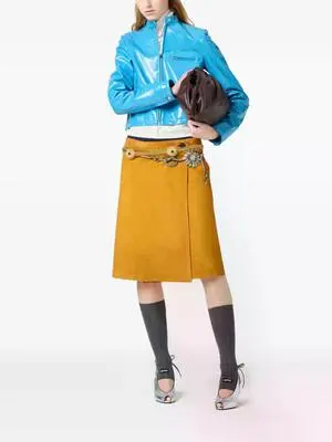 Miu Miu Suede Midi Skirt - Brown