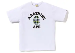 A BATHING APE Check College Tee Shirt (ss23) White Green