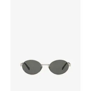 Saint Laurent Oval-frame Metal Sunglasses - Silver