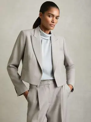 REISS Harper Double-breasted Cropped Blazer