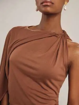 REISS Kyra Cape Sleeve Jersey Midi Dress