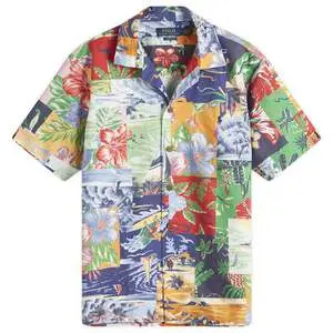Polo Ralph Lauren Patchwork Beach Vacation Shirt 6713 Beach Bazaar Patchwork