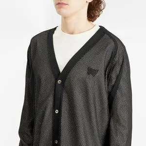 Needles Mesh V-neck Cardigan - Black