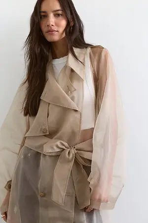NIGEL PRESTON Organza Trench Coat - Beige