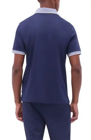 Bugatchi Tipped Johnny Collar Polo - Navy