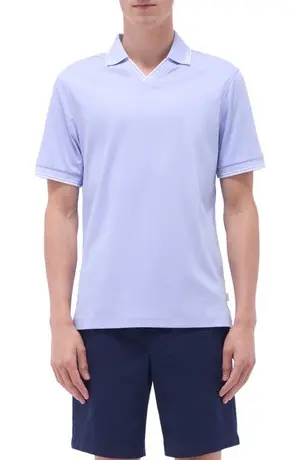 Bugatchi Tipped Johnny Collar Polo Sky
