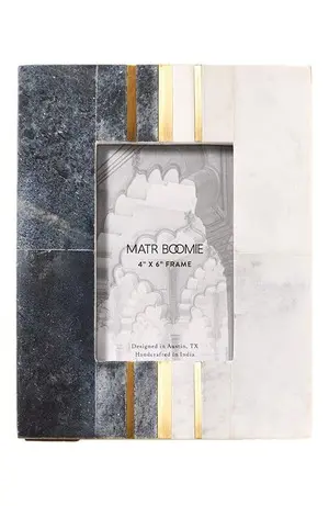 MATR BOOMIE Sammita 4x6 Black & White Picture Framehand Carved Marble - Black/white