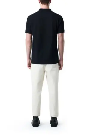 VELEZ Semi-fit Polo Shirt With Jacquard Detail - Black