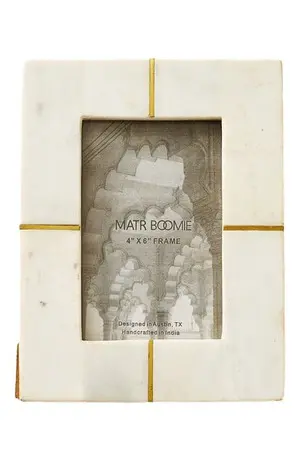 MATR BOOMIE Sammita Picture Framecarved Marble Brass Inlay - White - 4x6