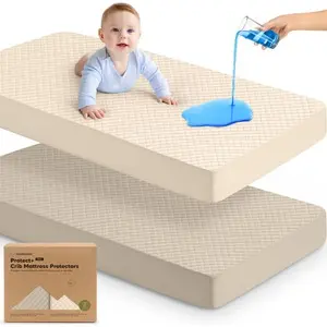 KEABABIES 2-pack Quin Protect+ Waterproof Crib Mattress Protector - Ecru