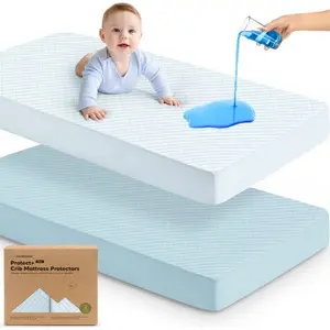 KEABABIES 2-pack Quin Protect+ Waterproof Crib Mattress Protector - Glacier