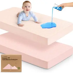 KEABABIES 2-pack Quin Protect+ Waterproof Crib Mattress Protector - Mist Rose