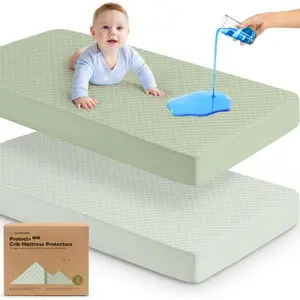 KEABABIES 2-pack Quin Protect+ Waterproof Crib Mattress Protector - Soft Fern
