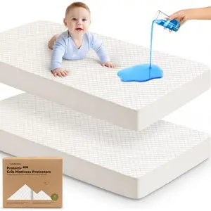 KEABABIES 2-pack Quin Protect+ Waterproof Crib Mattress Protector - Soft White