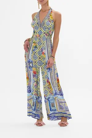 Camilla Halterneck Jumpsuit With Tie Neck - Wall To Wall Wonders