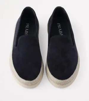 Prada Suede Loafers With Woven Trim