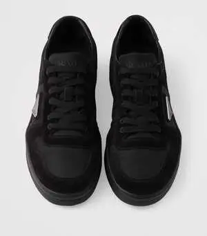 Prada Suede And Re-nylon Downtown Sneakers - Black