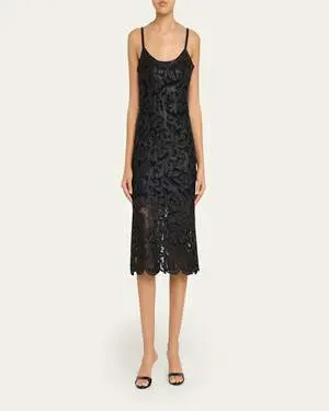 L'Agence Kazuko Lasercut Midi Dress