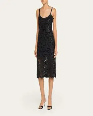 L'Agence Kazuko Lasercut Midi Dress