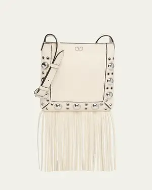Valentino Garavani Nellcote Small Studded Leather Crossbody Bag - Light Ivory